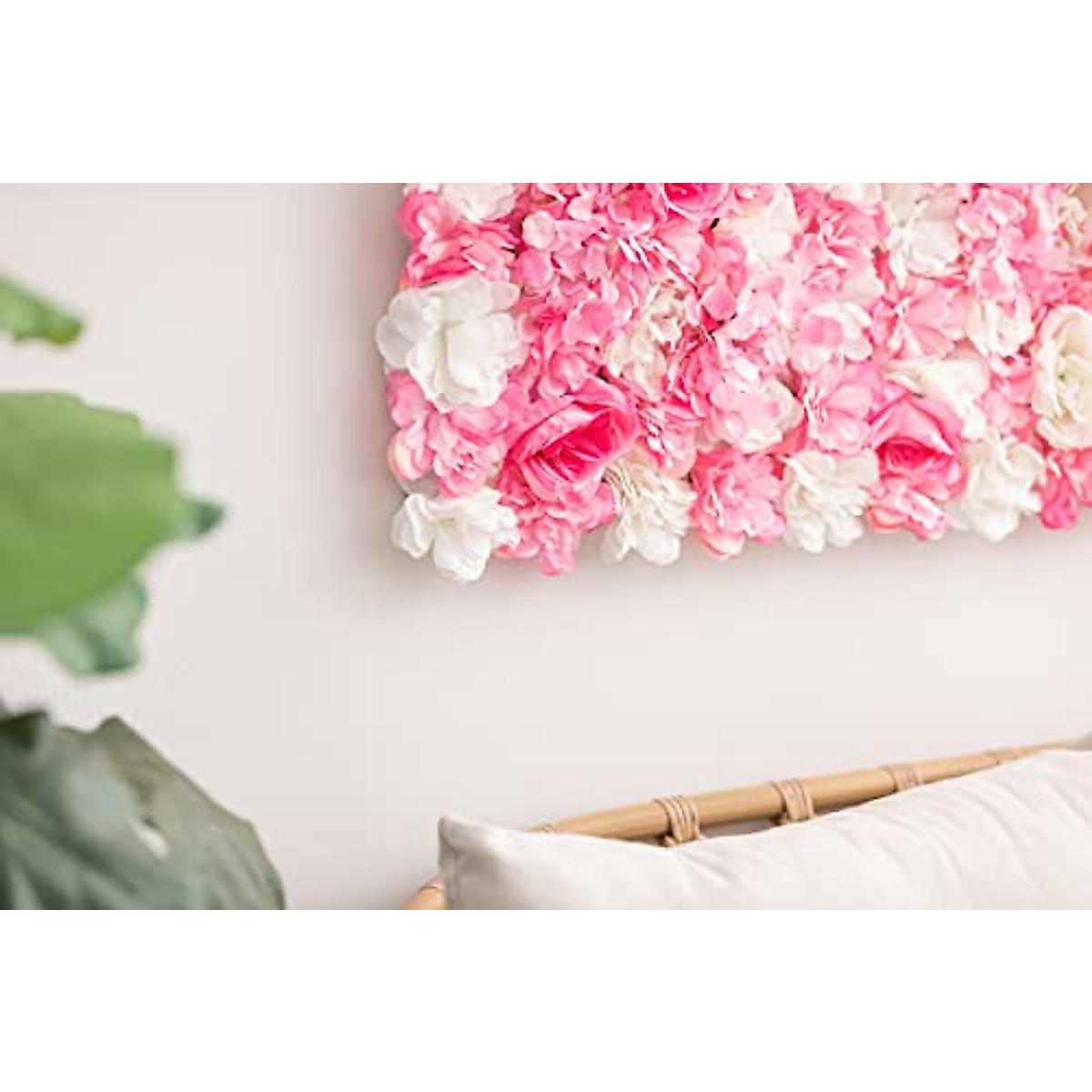 Flowers Wall Panel 4 PCs (11 SQFT) 24"x16" Carnations 3D Flower Wall Decor Silk Flowers for Nails Room, Home Office, Wedding Backdrop, Bridal Shower, Baby Girls Room, Nursery, Pink Room Décor