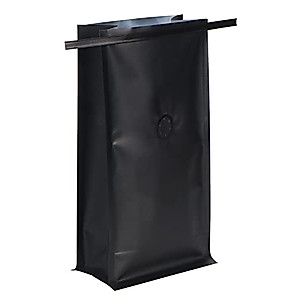 DMpackDM Reusable Tin Tie Coffee Bags with Valve ,(8oz -10oz,50pcs)Empty Black Aluminum foil Coffee Bags with Valve Flat Bottom Standing Coffee Storage Pouch, Reusable Bags for Home or Business