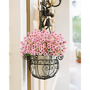 Omldggr 5 Pieces Artificial Violet Flowers Artificial Flowers Faux Violet Flowers Faux Plastic Plant Shrubs Greenery for Indoor Outside Garden Patio Porch Window Box Home Wedding Decoration(Pink)