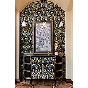 Floralplus Peel and Stick Wallpaper Boho Removable Wallpaper Boho Wallpaper Peel and Stick Leaf Floral Wallpaper for Renter Wall Decor Vinyl Forest Wallpaper 118 * 17.7in