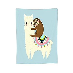 Delerain Alpaca Llama Sloth Soft Throw Blanket 40"x50" Lightweight Flannel Fleece Blanket for Couch Bed Sofa Travelling Camping for Kids Adults