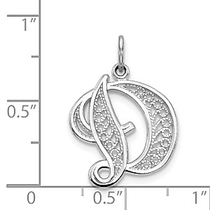 14K White Gold Dainty Letter D Initial Name Monogram Necklace Charm Pendant Only
