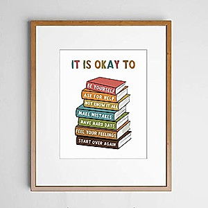 It Is Okay To Feel, Boho Classroom Decor, My Feelings, Classroom Poster, Educational Wall Art, Be Yourself, Playroom Wall Art Decor, School Counselor, Therapy Office Decor, No Framed (8X10 INCH)