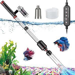 Suness Electric Aquarium Vacuum Gravel Cleaner: 24W Automatic Fish Tank Gravel Cleaner Vacuum with Strong Suction for Water Change Wash Sand Water Shower and Water Circulation, Timed Off