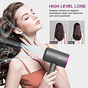 Professional Ionic Salon Hair Dryer, Slopehill Powerful 1800W Fast Dry Low Noise Blow Dryer with 2 Concentrator Nozzle 1 Diffuser Attachments for Home Salon Travel