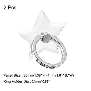 uxcell Transparent Phone Ring Holder, Diamond Clear Finger Grip Stand for Phone, Case, Tablet (Star Shape)