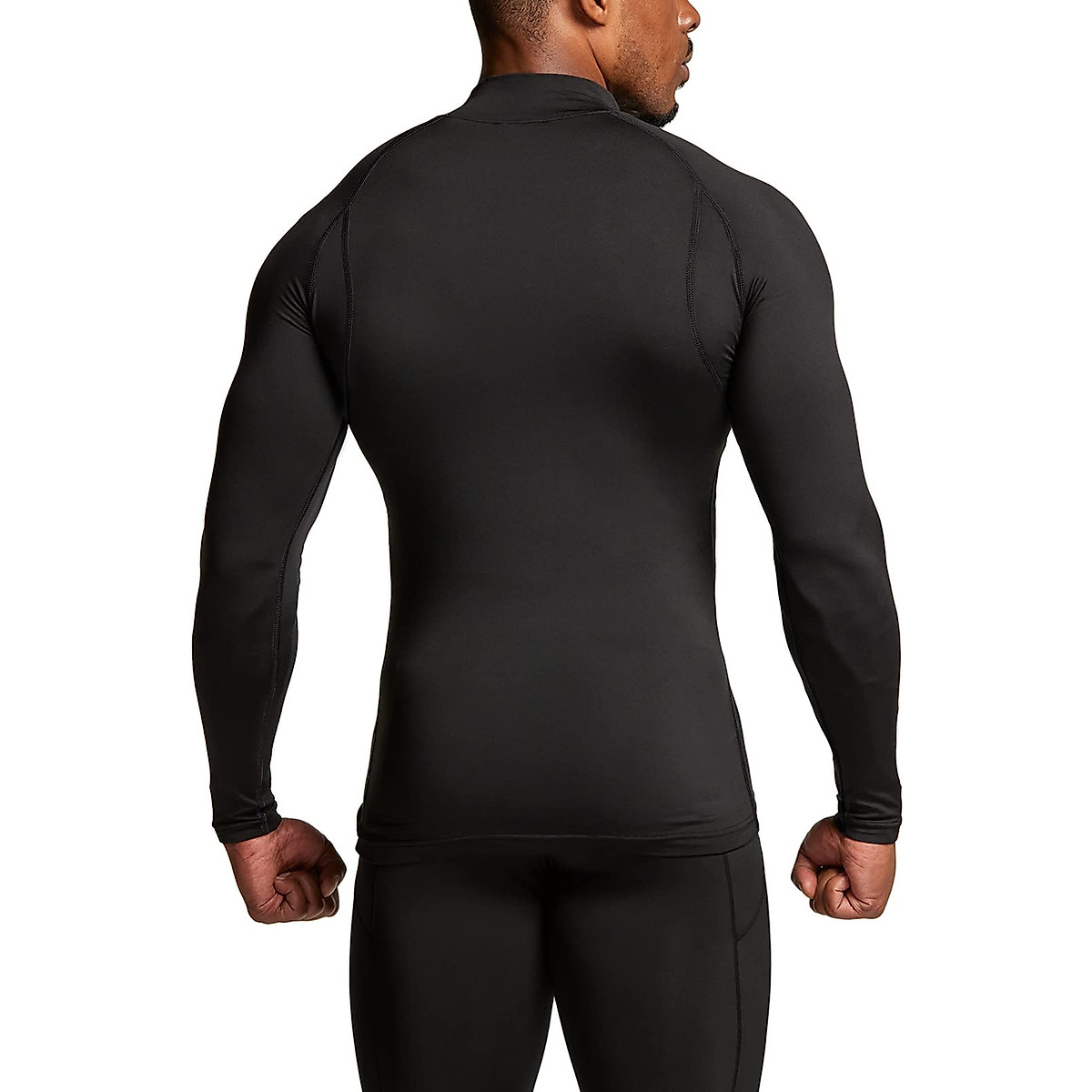 ATHLIO Men's Thermal Long Sleeve Compression Shirts, Turtle/Mock Winter Sports Base Layer, Active Running Shirt, Active Shirts 3pack Black/Black/Black, Medium
