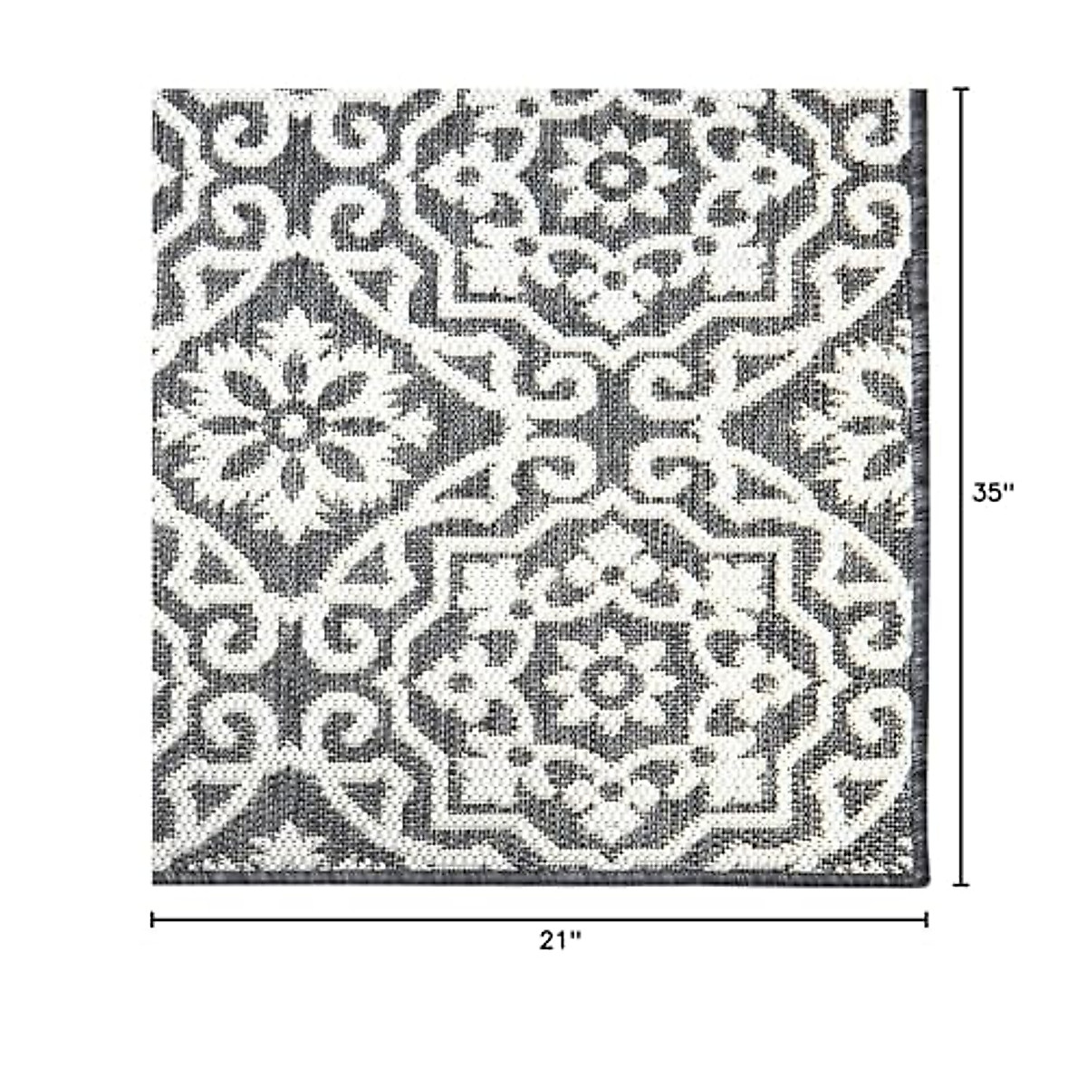 Nicole Miller New York Patio Country Danica Transitional Geometric Indoor/Outdoor Area Rug, Black/Grey, 1'9"x2'11"