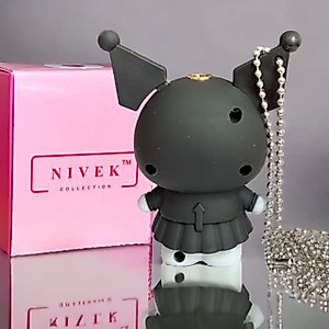 NIVEK Kuroomi Y2K Lighter Flame 3D Japanese Chain Necklace Jester Kawaii Refillable (Black)
