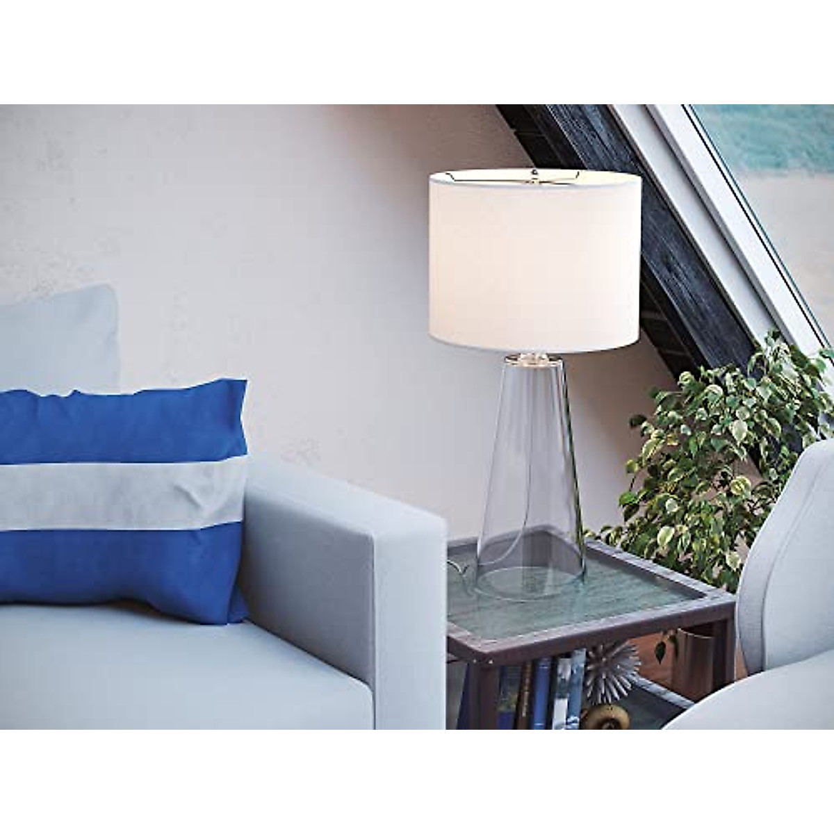 Kenroy Home 32062CL Boda Table Lamp with Clear Glass Finish, Rustic Style, 29.5" Height, 15" Width, 15" Depth