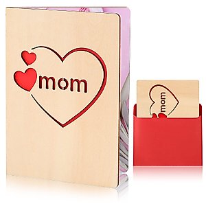 Mom Birthday Card, Mothers Day Card, Wooden Birthday Card for Mom Grandma, Mother Birthday Card, Happy Birthday Mom Cards, Thank You Card for Mother, I Love You Mom Cards, Handmade Greeting Card