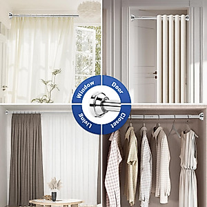 Haryaers Shower Curtain Rod, Silver 40-76 inch Heavy Duty Adjustable Tension Spring Curtain Rod, Polished Stainless Steel, No Drilling, No Rust, Never Collapse, for Bathroom