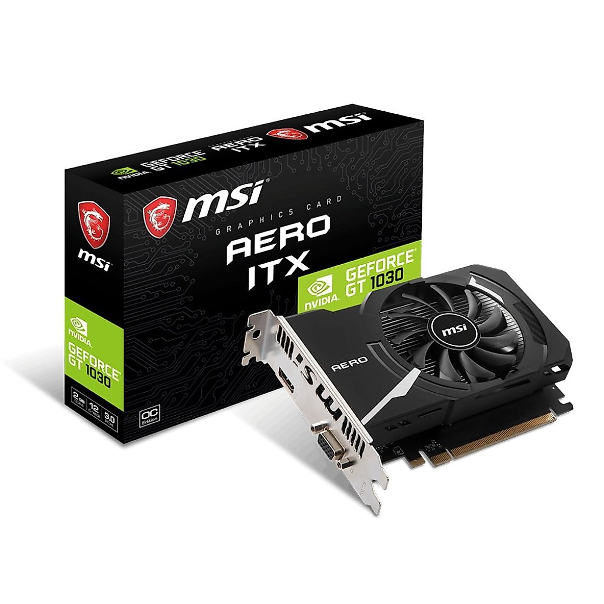 MSI GAMING GeForce GT 1030 2GB GDRR4 64-bit HDCP Support DirectX 12 ITX OC Graphics Card (GT 1030 AERO ITX 2GD4 OC)