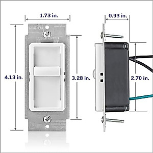 Leviton SureSlide Dimmer Switch for Dimmable LED, Halogen and Incandescent Bulbs, 6672-1LW, White