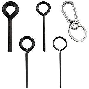 JianLing 1set Annular Allen Wrench Set Standard Dogging Key with Full Loop, Allen Wrench Door Key for Push Bar Panic Exit Devices (1pc 5/64 1pc 1/8 1pc 5/32 1pc 7/32 black circle and 1pc keychain)