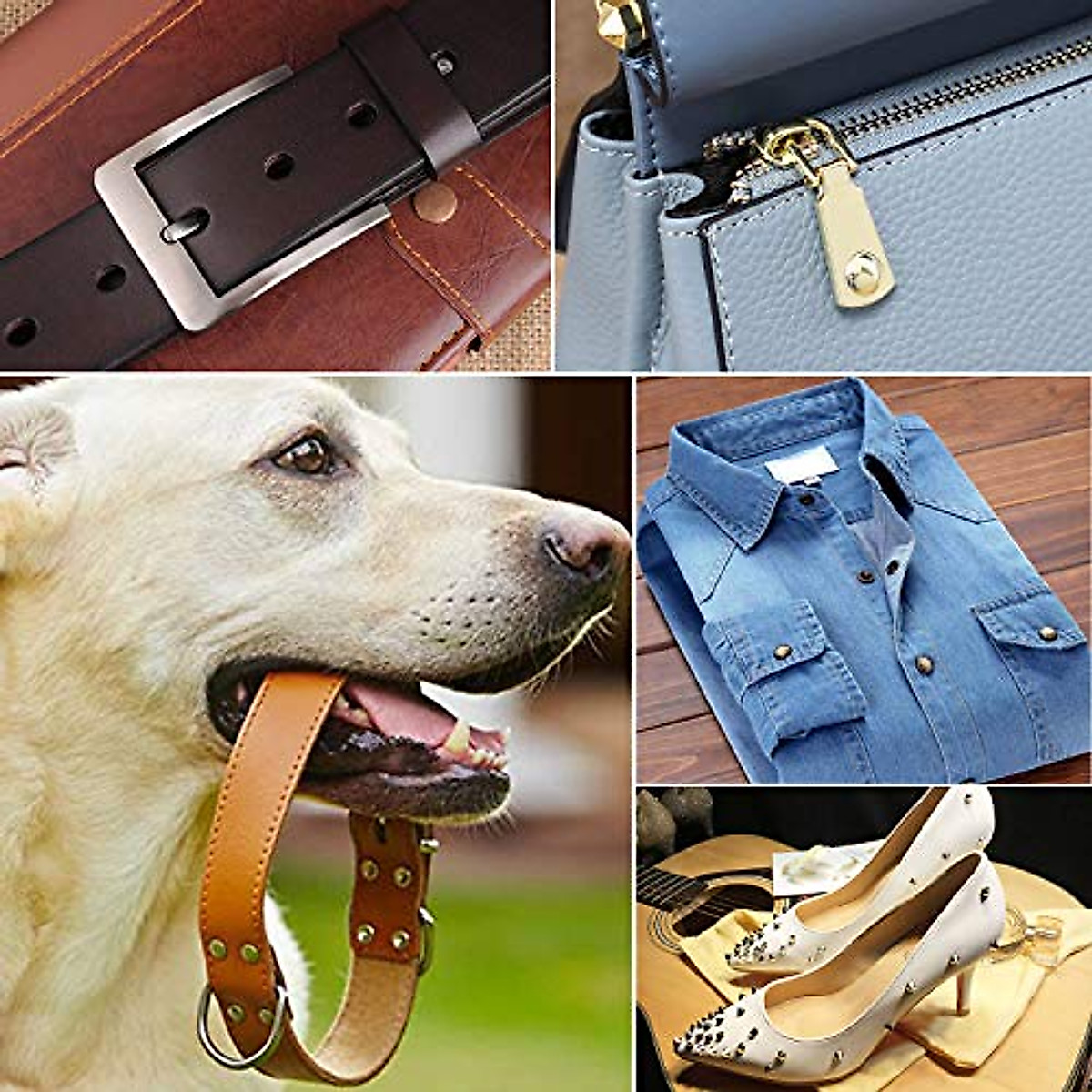 Preciva Hole Punch Plier Set, Revolving Punch Hole Tool Kit with Punch Plier, Ruler, Grinding Rod, Plastic Hammer,240pcs Leather Double Cap Rivets and 100pcs Leather Snap Fasteners