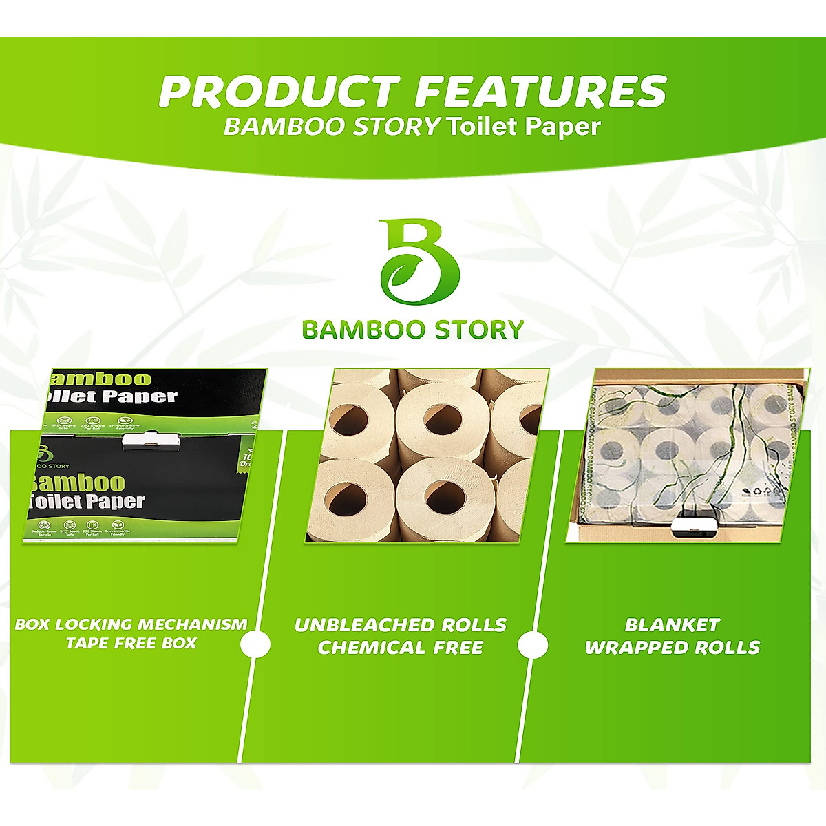 Bamboo Story Premium Bamboo Toilet Paper, PFAS Free, Chemical Free Toilet Paper, Unbleached, (24) 3PLY & 300 Sheets, FSC Certified, Organic Brown, Plant-Based, Tree-Free, Plastic Free, BPA Free (24)