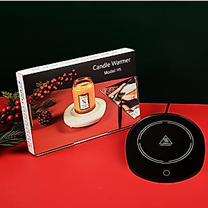 HonFHena Candle Warmer Plate, Electric Gravity Auto On/Off Candle Wax Melt Warmer for Scented Wax Large Jar Candles (Black)