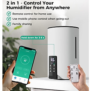 Humidifiers for Bedroom Large Room Home, 4L Cool Mist Humidifier for Smart App & Voice Control, Fill Essential Oil Diffuser for Baby and Plants, Quiet Ultrasonic Humidifier with 360° Nozzles, A-White