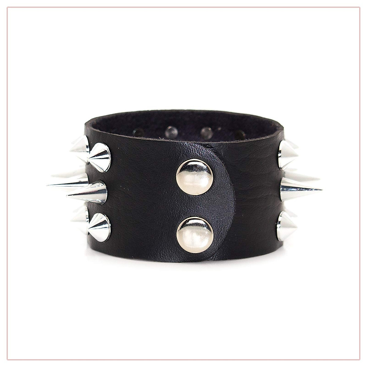 Nsitbbuery Punk Rivet Bracelet Spike Wide Leather Wristband Bracelet(ONESH)