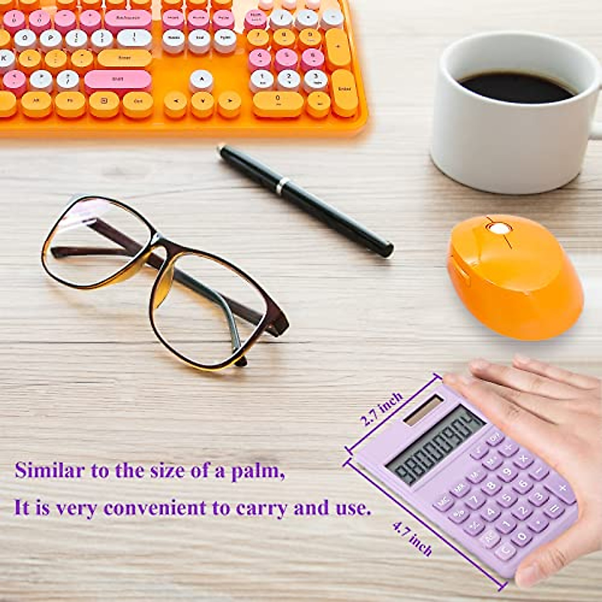 Basic Calculator, Desktop Cute Pocket Size Mini Calculators for School, Office, Home (Purple)