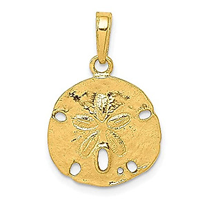 IceCarats 14K Yellow Gold Sand Dollar Sea Star Starfish Necklace Charm Pendant 24mm x 15.4mm Only