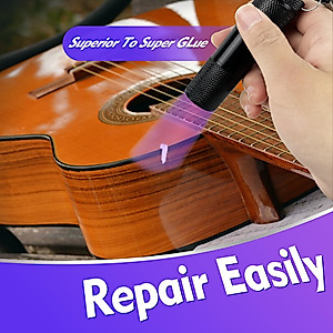 EDSRDXS UV Bonding & Welding Glue Kit UV Super Bonding Glue with 3W UV Light Quick-Drying & Waterproof Liquid Plastic Welding Kit for Plastic, Glass, Metal 0.35oz (10ml)