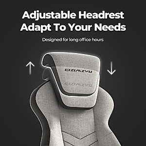 EIZIMZVU Ergonomic Office Chair with Adjustable Headrest and Footrest, High Back Computer Desk Chair with Linkage Armrests, Reclining Swivel Chair for Home Office, Executive Office Chair (Grey)