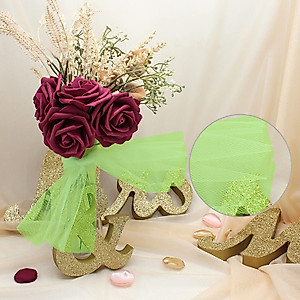 Tulle Fabric Rolls by Yards, Tulle Organza Fabric Spool for DIY Decor Wedding Backdrop Crafts Birthday Party Supplies Tulle Spool for Gift Bow Craft Tutu Skirt (6" X 100 Yards, Apple Green)