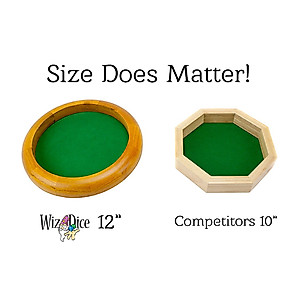 Wiz Dice 12-inch Felt-Lined Wooden Dice Trays (Round)