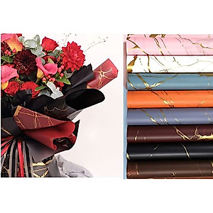 Xshelley (24 sheets marbled flower wrapping paper 8-color flower shop bouquets, DIY crafts, gift packaging or gift box packaging, waterproof flower wrapping paper 23X23 inches