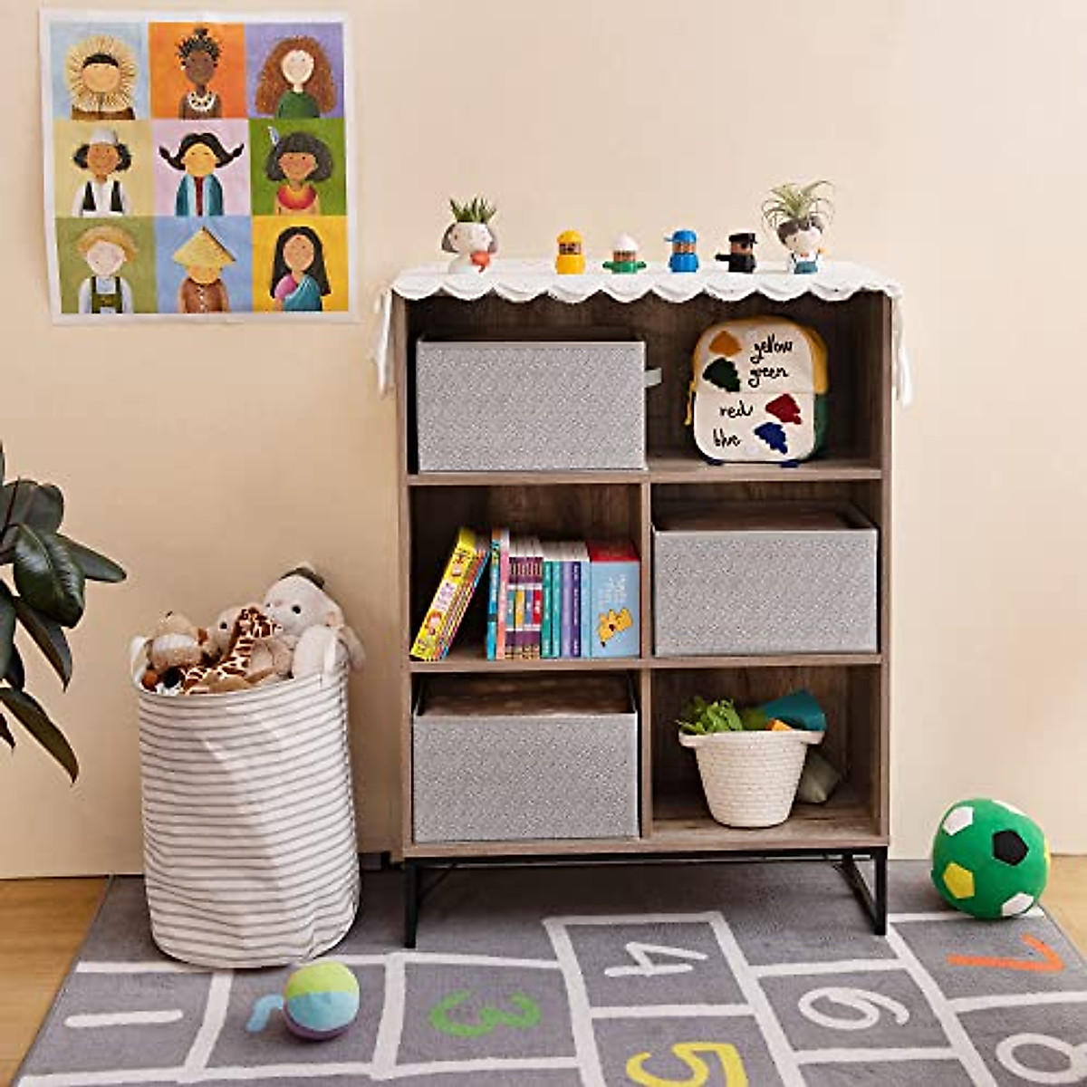 GRANNY SAYS Clothing Storage Bins, Closet Bin with Handles, Foldable Rectangle Storage Baskets, Fabric Containers Storage Boxes for Organizing Shelves Bedroom, Gray, Large, 3-Pack