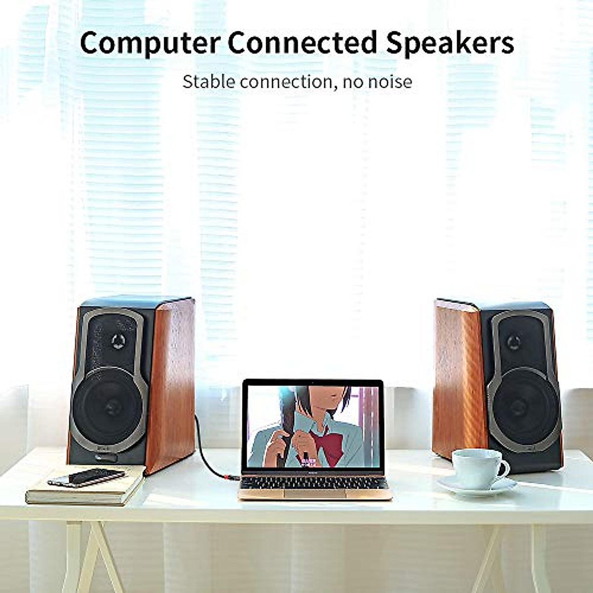 Disino 1/4 inch TS to 1/8 inch TRS Cable, 1/4" TS Mono to 1/8 inch(3.5mm) TRS Stereo Interconnect Adapter Cable,Mono to Stereo Patch Cord- 3.3 Feet /1 Meter