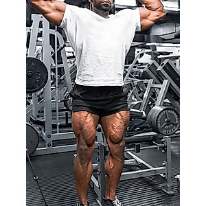 EVERWORTH Men's 5 Inch Inseam Workout Shorts Athletic Gym Shorts Bodybuilding Short Shorts Casual Running Shorts Black US S