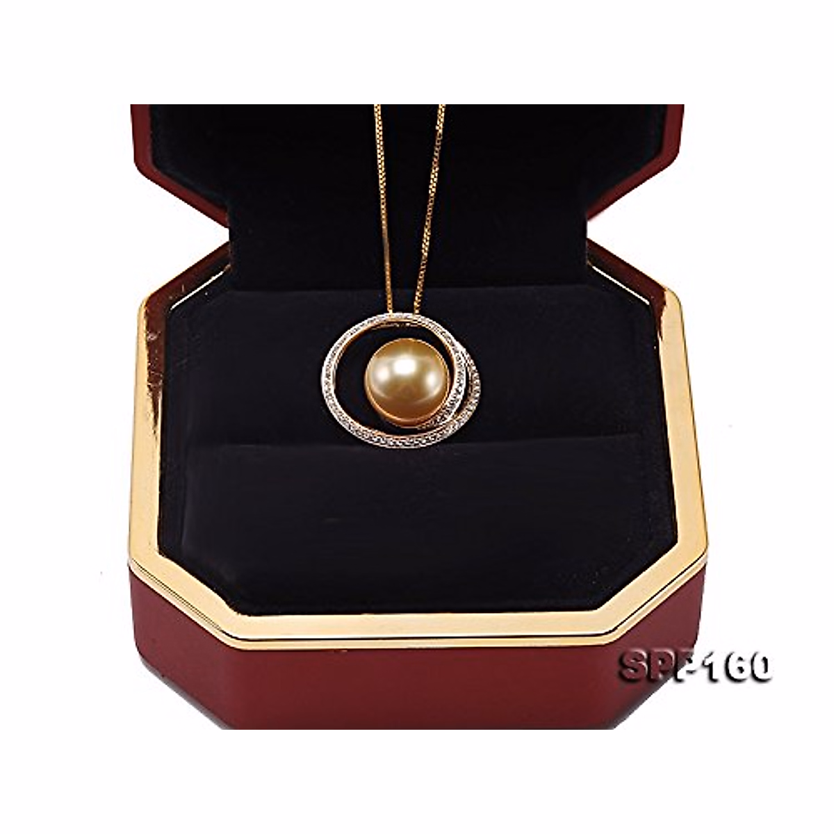 JYX Pearl 14K Gold Pendant AAA Quality Genuine 11.5mm Golden South Sea Pearl Pendant Necklace for Women