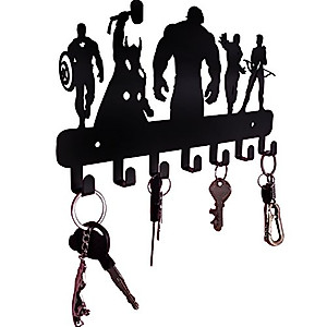 HeavenlyKraft Superheros Wall Mounted Metal Key Holder, Key Organizer, Metal Key Hook, 10.6 X 7.5 X 1 INCH
