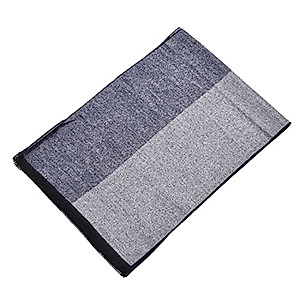 Runtlly Men's Winter Cashmere Scarf Stripes Warm Soft Scarves with Tassel Luxurious Winter Scarf M189510 NavyGrey