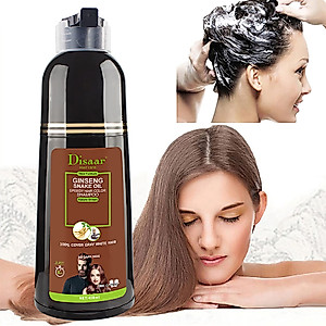 DISAAR Beauty Speedy Hair Color Shampoo 100% Cover Gray White Hair Easy To Use Long Lasting 400ml/13.53fl.oz (Natural Brown)