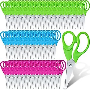 90 Pack Kids Scissors Bulk 5.5 Inch Student Scissors Children Safety Scissors Rounded Tip Child Scissors with Comfort Grip for School and Classrooms Supplies Essentials