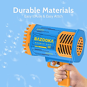 Bubble Gun, Bazooka Bubble Machine Gun, Bubble Blaster Gun with Bubble Solution, 69 Holes Bubble Bazooka Gun Outdoor Summer Toy Gifts Party Favors for Kids Blue Bubble Maker Blowers