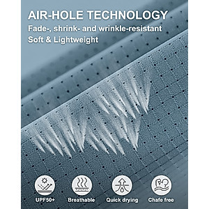 33,000ft Men's Long Sleeve Sun Protection Shirt UPF 50+ UV Quick Dry Cooling Fishing Shirts for Travel Safari Camping Hiking Ocean Blue