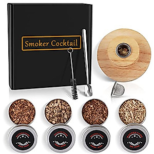 Cocktail Smoker Kit,Four Kinds of Wood Smoker Chips for Whiskey and Bourbon. Infuse Cocktails, Wine, Whiskey, Cheese, Salad and Meats. for Your Friends, Husband, Dad,Christmas gift