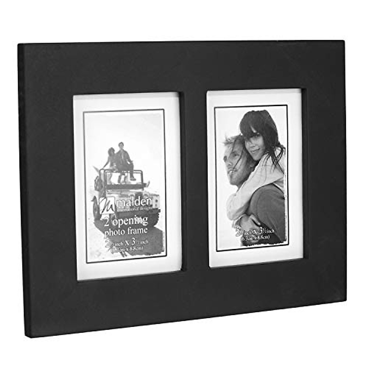 Malden Double 2x3 Picture Frame - Wide Real Wood Molding, Real Glass - Black