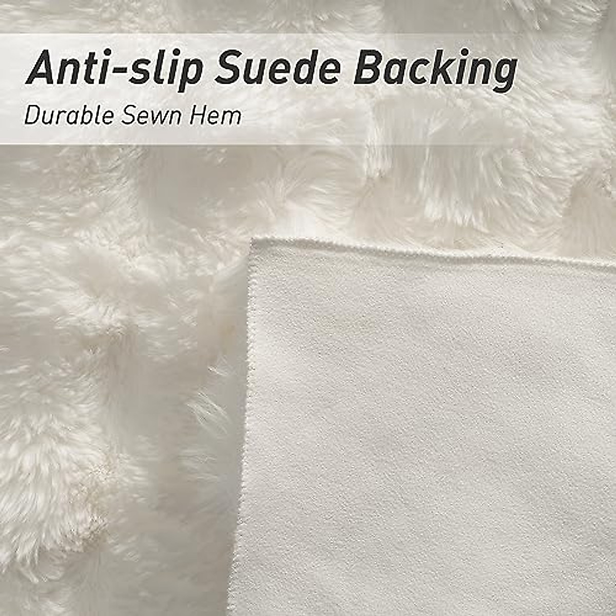 White Fluffy Faux Fur Rug - 2x6 Feet Fuzzy Sheepskin Throw Rug, Ultra Soft Shag Rug for Bedroom,Living Room,Fireplace,Nursery Decor