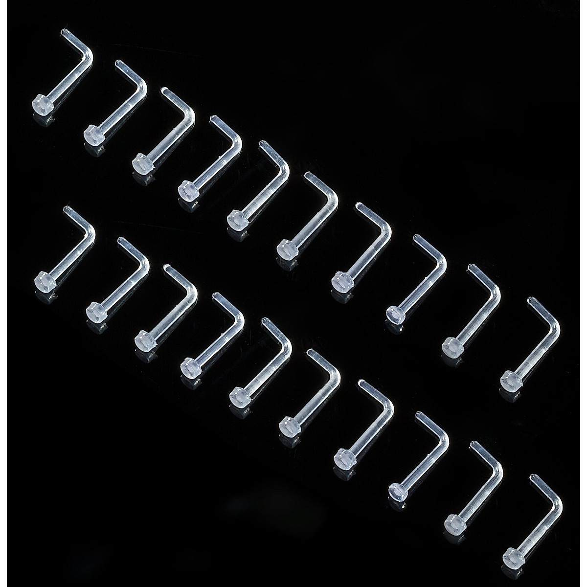 YOVORO 20PCS 20G Bioflex Clear Nose Rings Stud 2MM Nose Retainer Body Piercing Jewelry Q