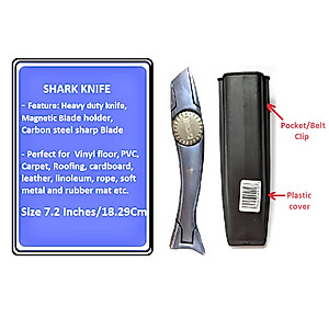 Zimpty shark knife with utility knife and 10 pcs blades combo | Box Cutter Heavy Duty Shark Knife Vinyl Knife Utility Knife Roofing Knife Delphin Dolphin Carpet Knife