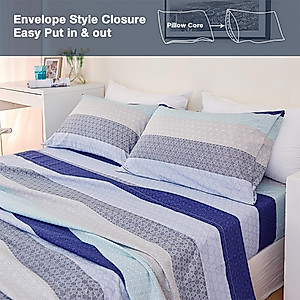 JSD Striped Sheet Set Full Size, 4 Piece Soft Printed Microfiber Sheet Set Extra Deep Pocket