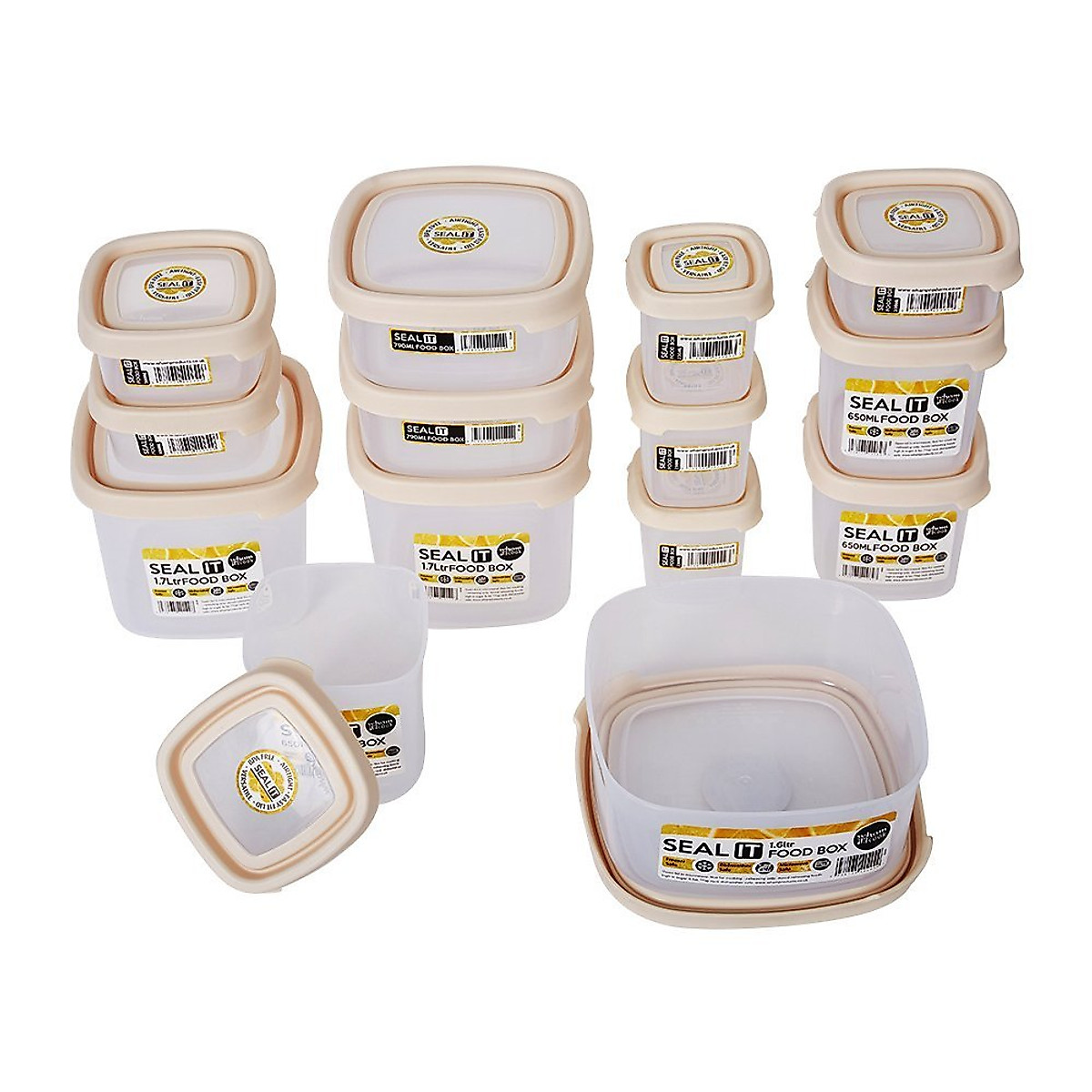 KARMAS PRODUCT 28 Piece Food Storage Container Set with Easy Locking Lids,BPA Free and 100% Leak Proof,Plastic (Milky, 28-Piece)