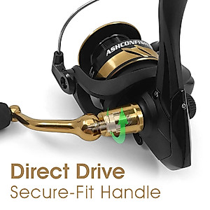 Ashconfish Spinning Fishing Reel, Graphite Body, 7+1 Stainless Steel BB, 5.0:1 Gear Ratio, Lightweight Spinning Reel for Freshwater Fishing, Come with 109 Yards Braided Line AF3000