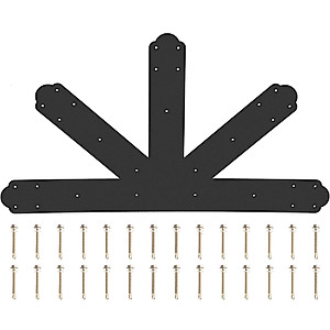 VEVOR Gable Plate, Black Powder-Coated Truss Connector Plates, 12:12 Pitch Gable Bracket, 4 mm / 0.16" Steel Truss Nail Plates, Decorative Gable Plate with Bolts for Wooden Beam Use